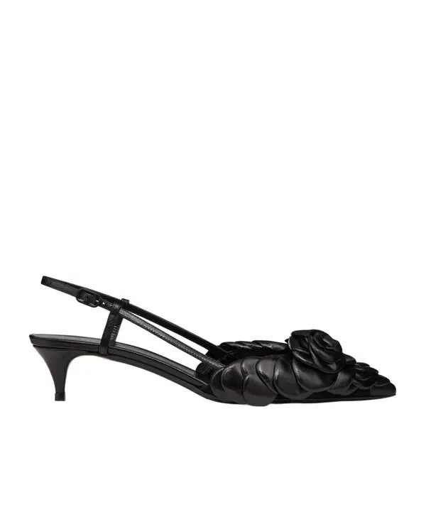 Valentino Garavani Floral Embellished Slingback Pumps - Black
