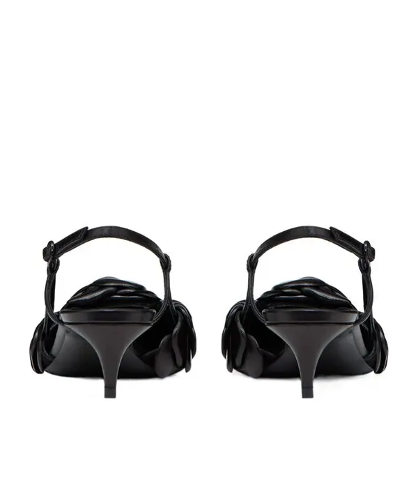 Valentino Garavani Floral Embellished Slingback Pumps - Black