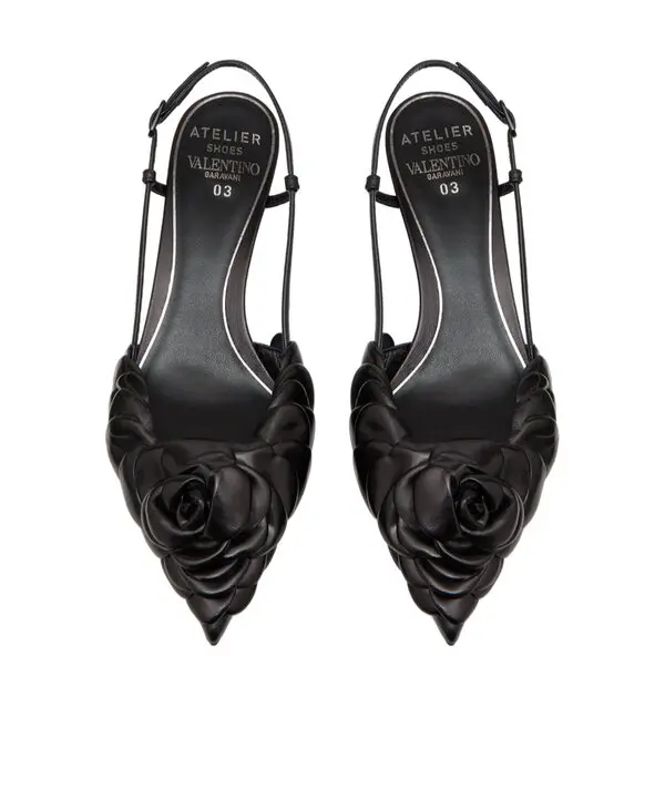 Valentino Garavani Floral Embellished Slingback Pumps - Black