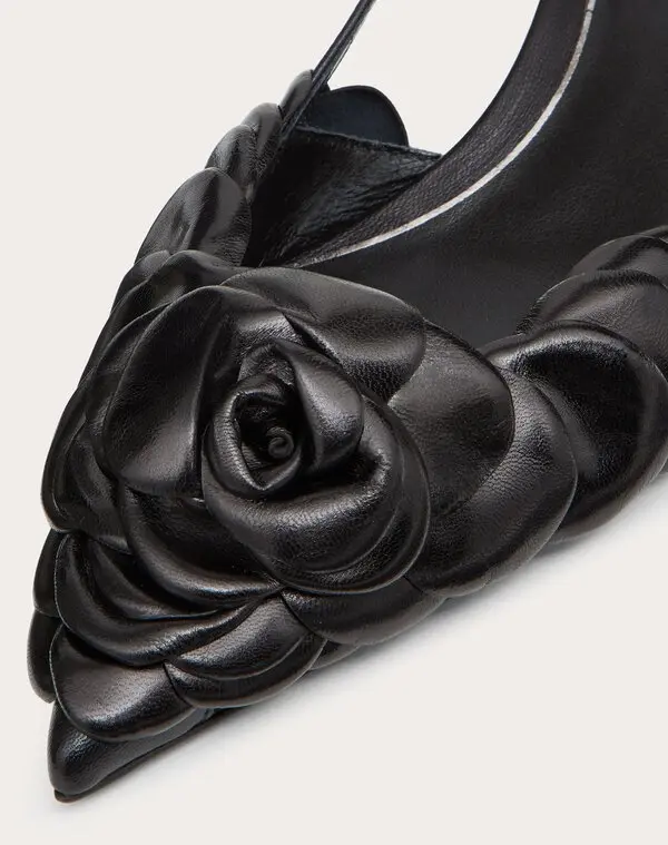 Valentino Garavani Floral Embellished Slingback Pumps - Black