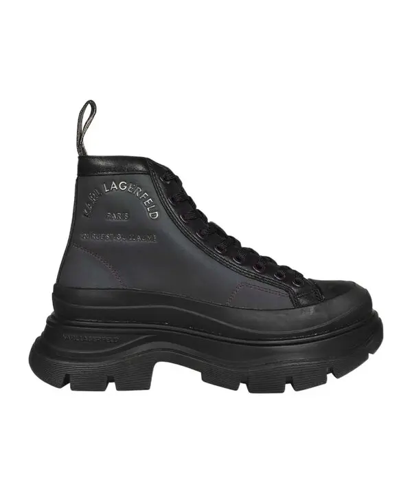 Karl Lagerfeld Logo Embossed Lace-up Boots