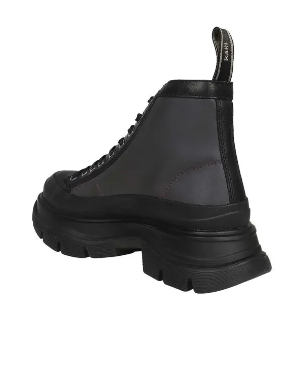Karl Lagerfeld Logo Embossed Lace-up Boots