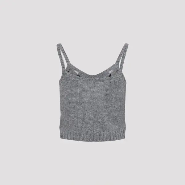 Prada Check-pattern Knitted Tank Top