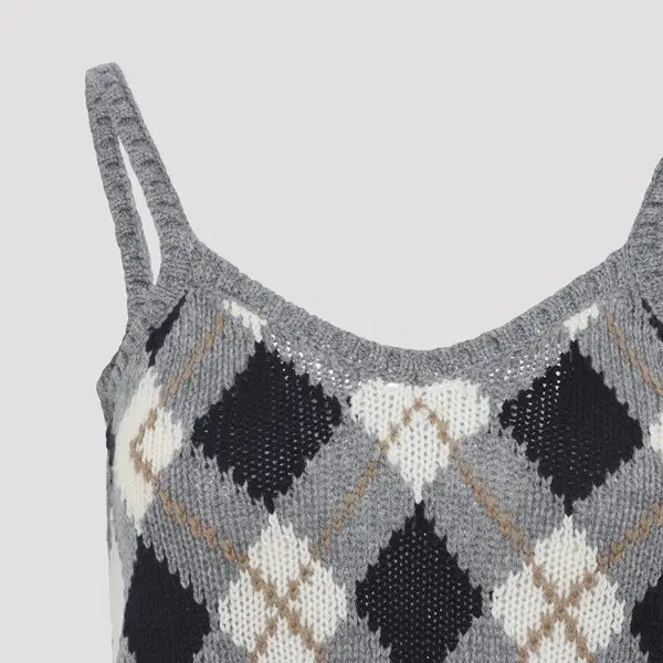 Prada Check-pattern Knitted Tank Top
