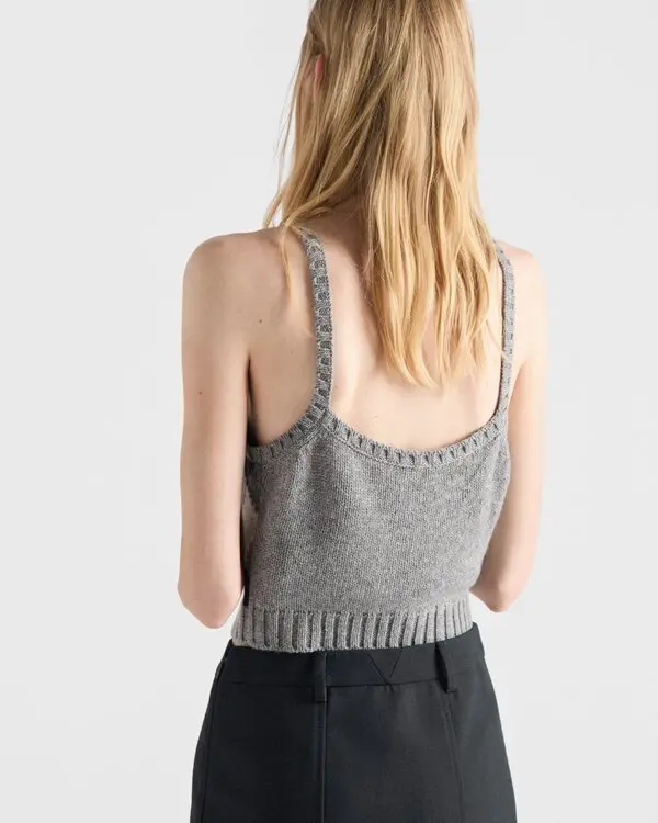 Prada Check-pattern Knitted Tank Top - No