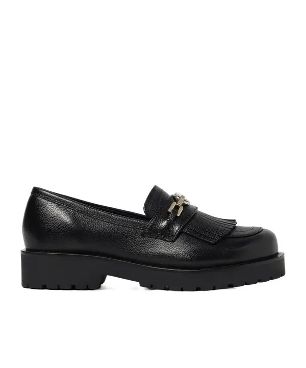 TWINSET Leather Tassel Loafers With Chain Embellishment