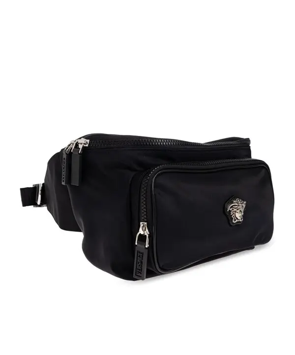 Versace Medusa Head Plaque Zipped Waist Bag - Black