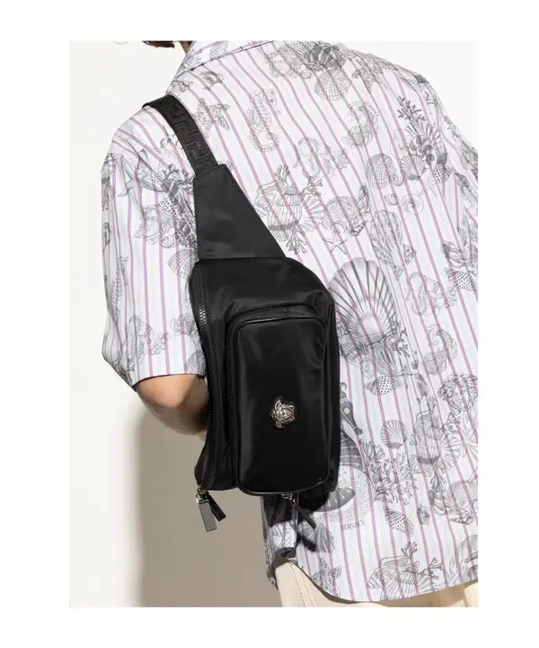 Versace Medusa Head Plaque Zipped Waist Bag - Black