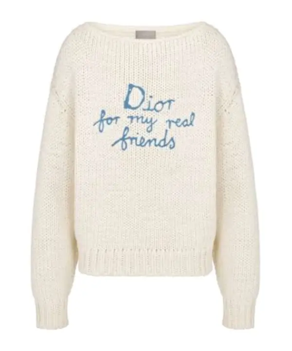 Dior For My Real Friends" Long-sleeve Knit Sweater