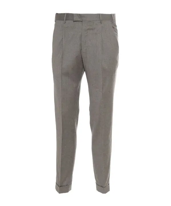 PT TORINO Pleat-detailed Tapered-leg Trousers - Gray