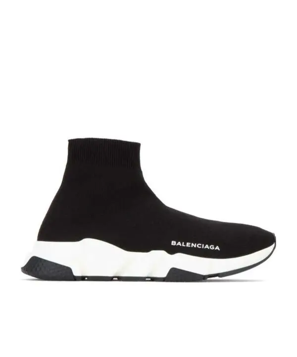 Balenciaga Speed Logo Print Stretch-knit High-top Sneakers - Black