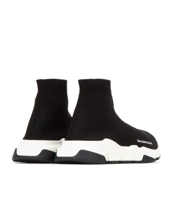 Balenciaga Speed Logo Print Stretch-knit High-top Sneakers - Black
