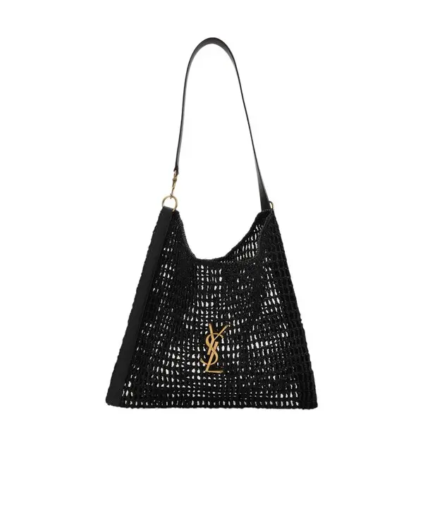 Saint Laurent Logo Plaque Shoulder Bag - Black