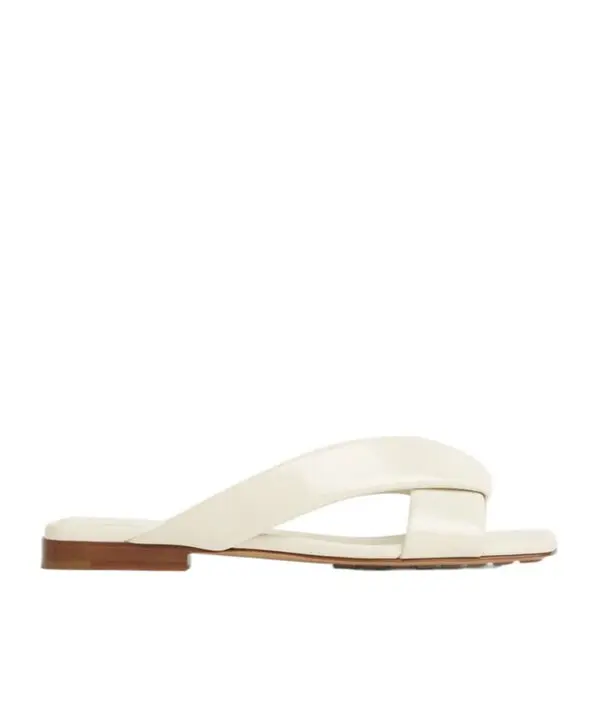 Bottega Veneta Riva Flat Sandals - Sea Salt
