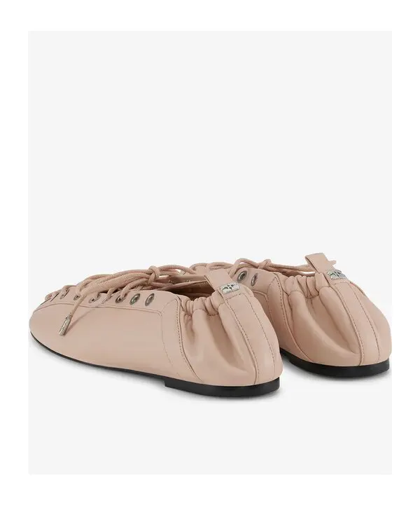 GANNI Lace-up Ballerinas - Nude