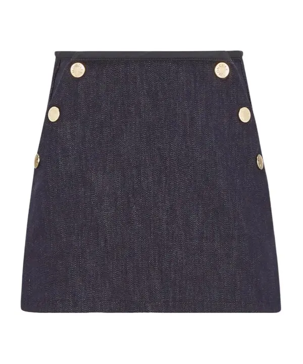 Moncler Logo Patch Mini Denim Skirt
