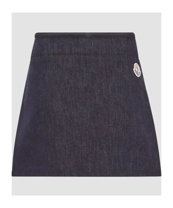 Moncler Logo Patch Mini Denim Skirt