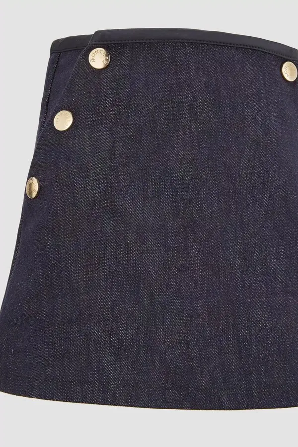 Moncler Logo Patch Mini Denim Skirt