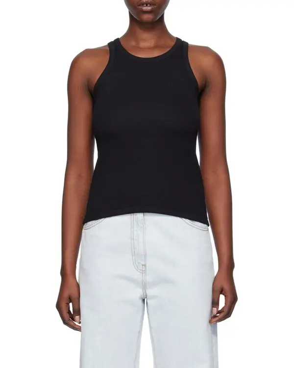 MSGM Logo Embroidered Sleeveless Ribbed Tank Top
