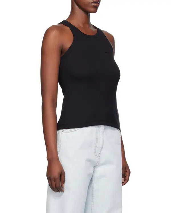 MSGM Logo Embroidered Sleeveless Ribbed Tank Top