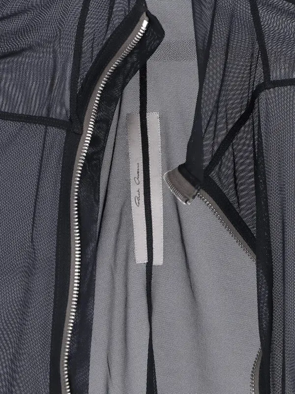 Rick Owens Sheer High Neck Zip-front Long Sleeve Top