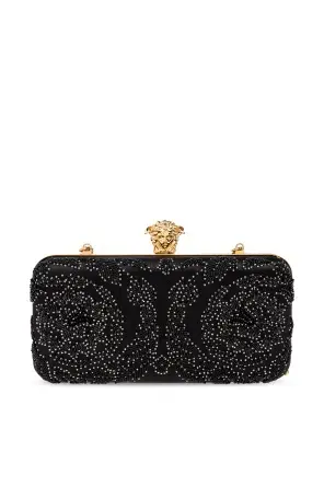 Versace Embellished Clutch Bag With Chain Strap