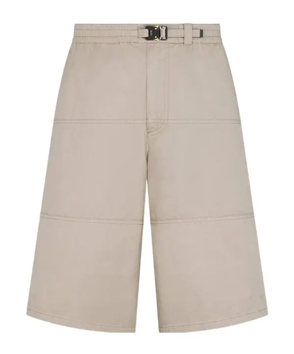 Dior Cotton Gabardine Shorts With Buckle Detail - Beige