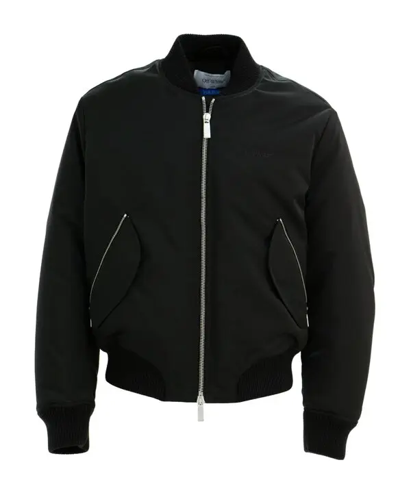 Off-White Zip-up Padded Bomber Jacket - Black