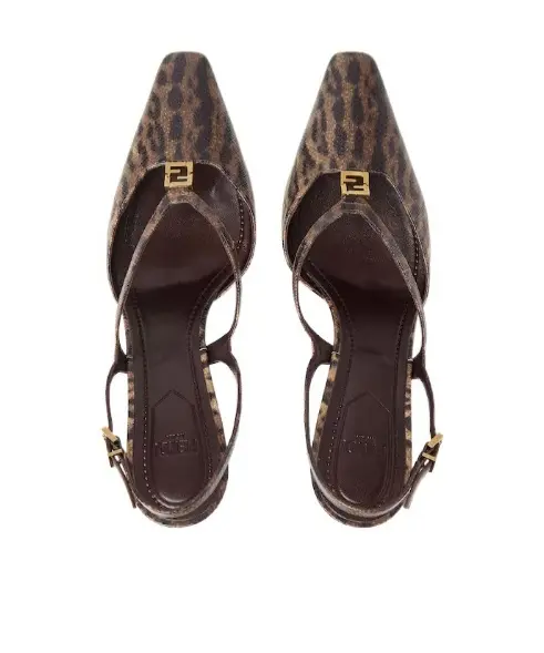 Fendi High Heel Printed Karung Slingbacks
