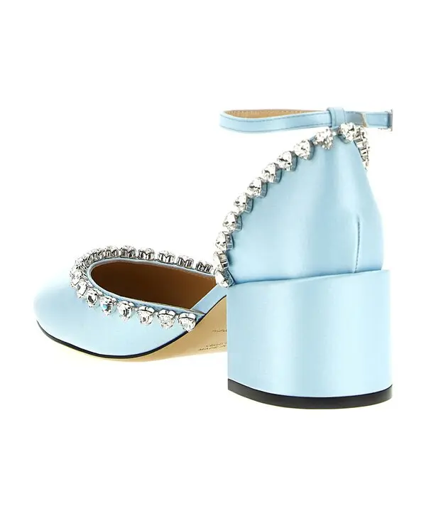 MACHMACH Mach & Mach Embellished Round Toe High Heel Ankle Strap Shoes
