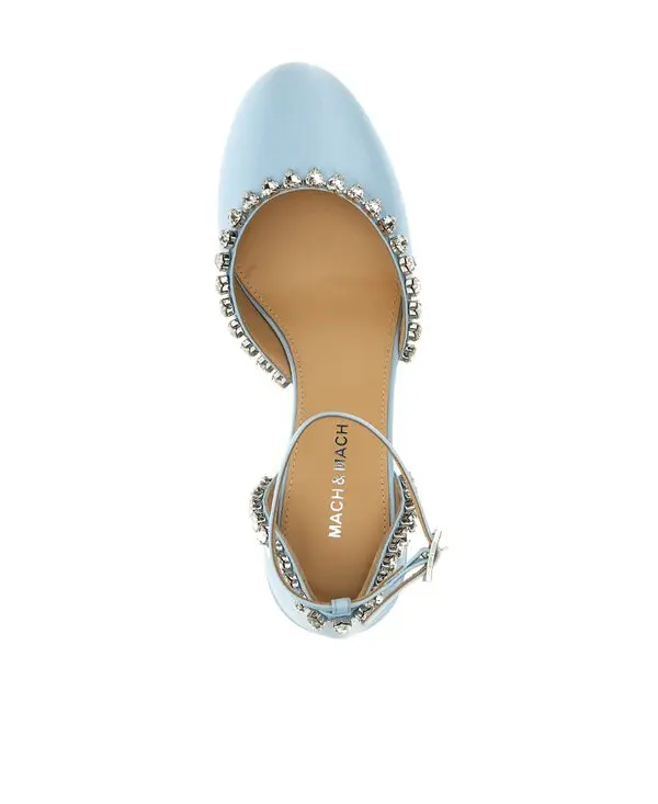 MACHMACH Mach & Mach Embellished Round Toe High Heel Ankle Strap Shoes