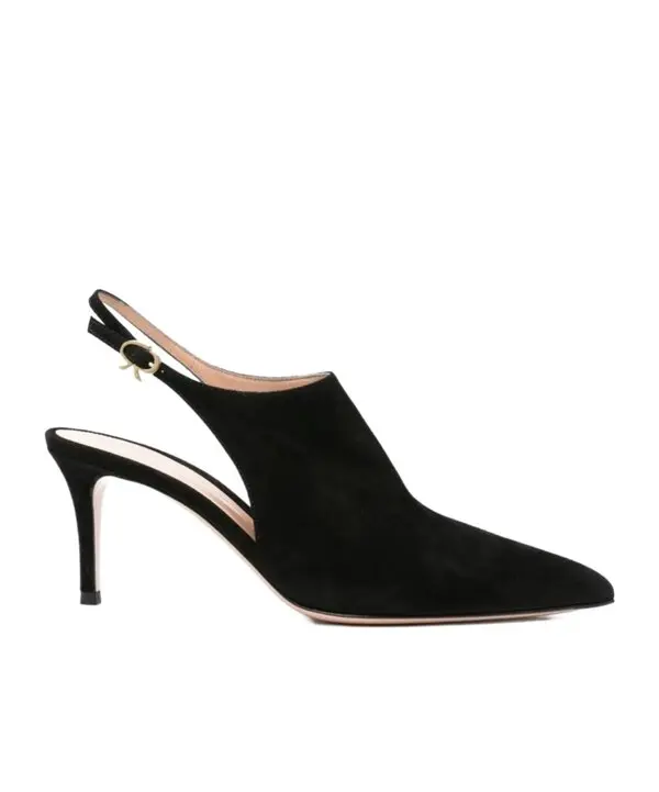 GIANVITO ROSSI Pointed Toe Slingback High Heel Sandals - Black