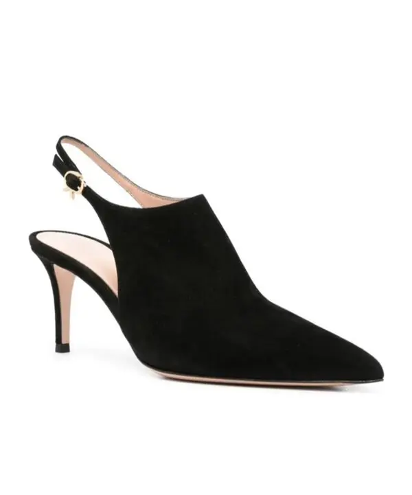 GIANVITO ROSSI Pointed Toe Slingback High Heel Sandals - Black