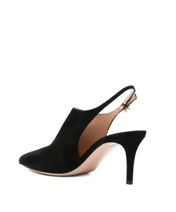 GIANVITO ROSSI Pointed Toe Slingback High Heel Sandals - Black