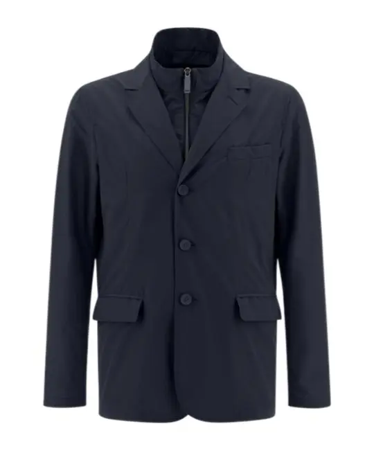 Herno Layered Buttoned Jacket With Removable Bib - Black