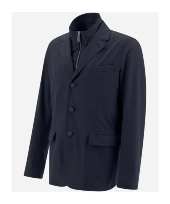 Herno Layered Buttoned Jacket With Removable Bib - Black