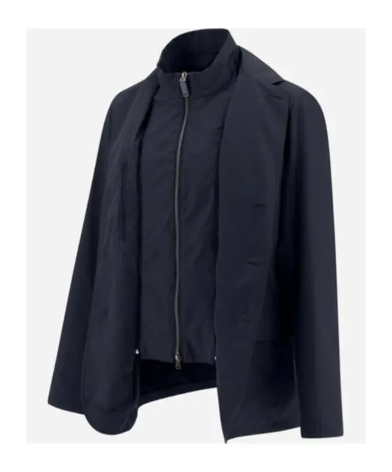 Herno Layered Buttoned Jacket With Removable Bib - Black