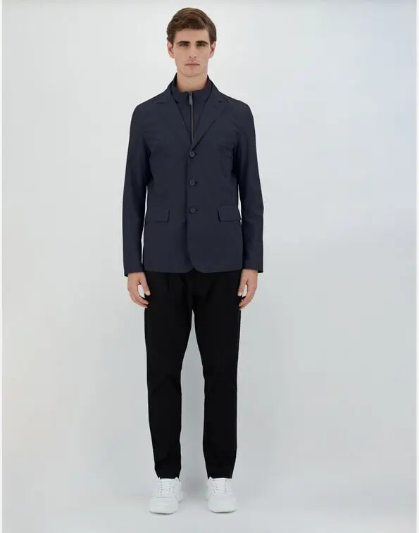 Herno Layered Buttoned Jacket With Removable Bib - Black