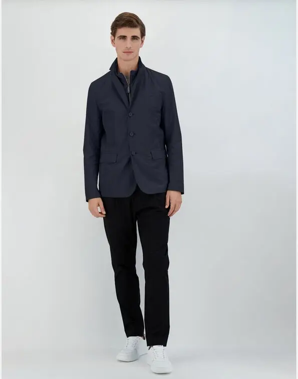 Herno Layered Buttoned Jacket With Removable Bib - Black