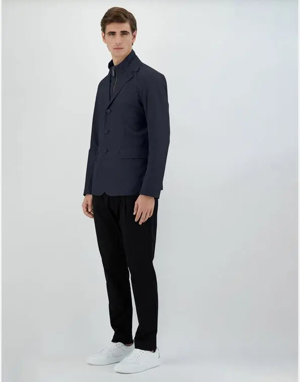 Herno Layered Buttoned Jacket With Removable Bib - Black