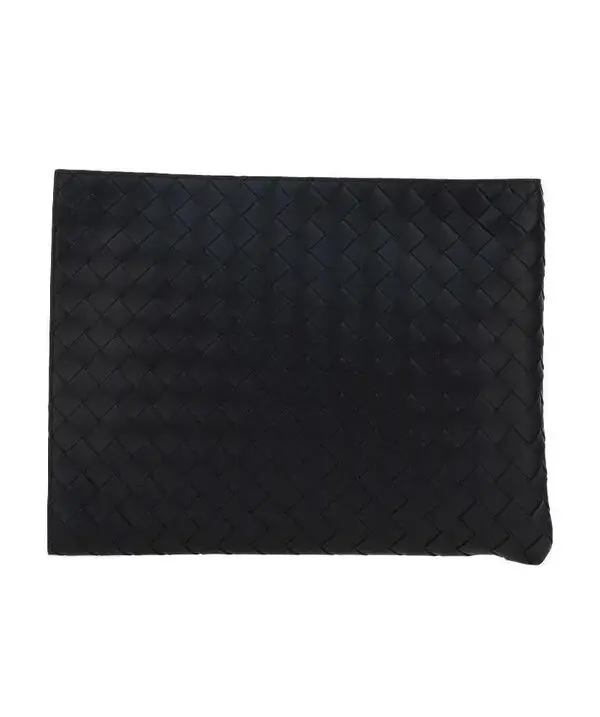 Bottega Veneta Intrecciato Half Zip Pouch - Black