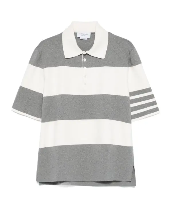 Thom Browne Striped Short Sleeved Polo Shirt