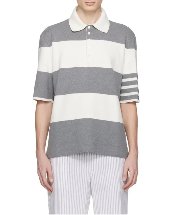 Thom Browne Striped Short Sleeved Polo Shirt