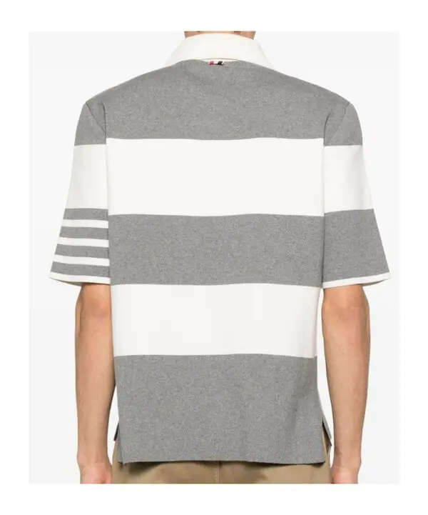 Thom Browne Striped Short Sleeved Polo Shirt