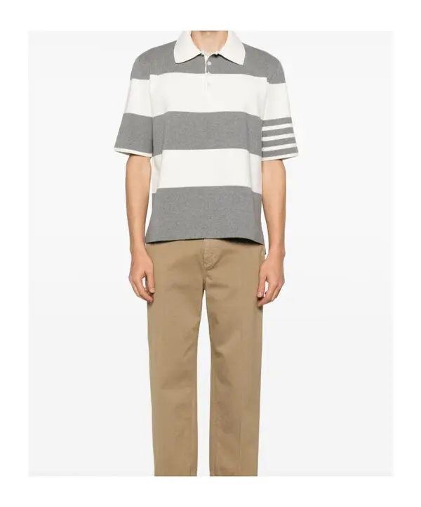 Thom Browne Striped Short Sleeved Polo Shirt