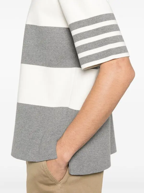 Thom Browne Striped Short Sleeved Polo Shirt