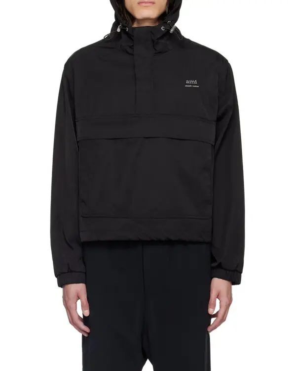 AMI Paris Logo Lettering Hooded Jacket - Black