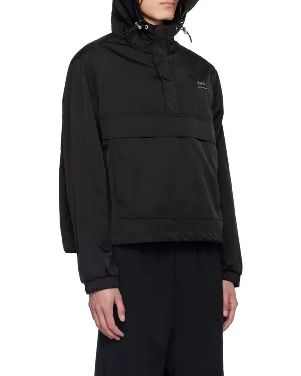 AMI Paris Logo Lettering Hooded Jacket - Black