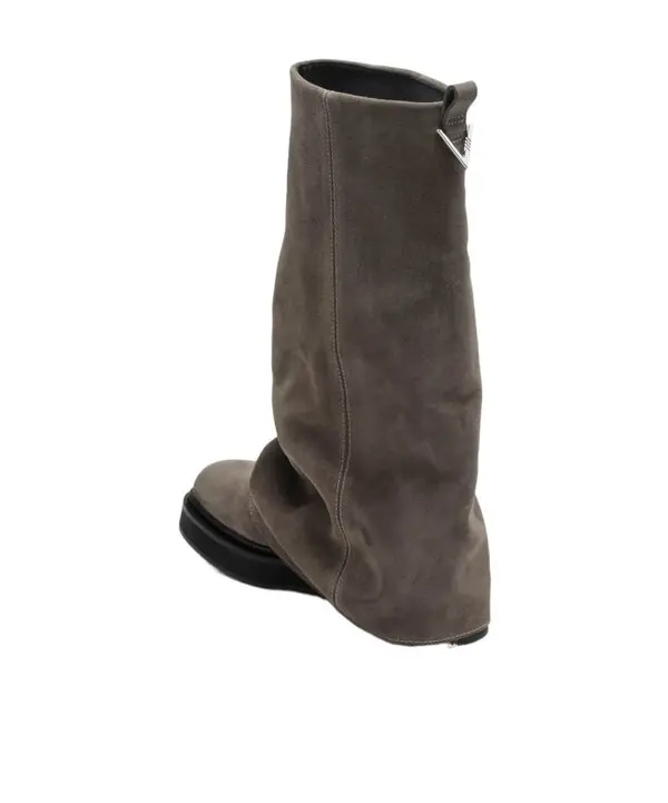Attico Robin Suede Combat Boots - Black