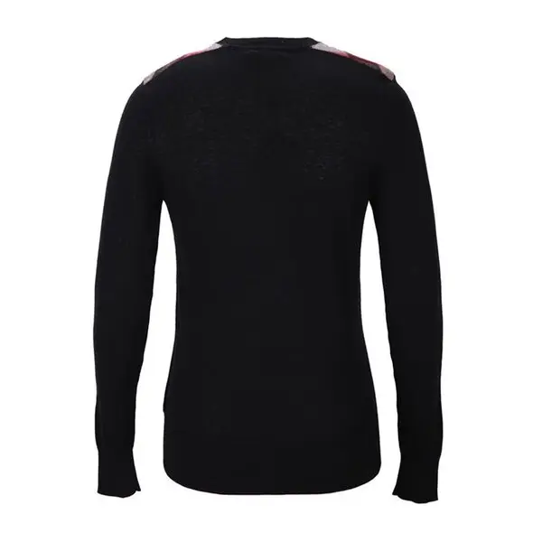 Burberry Round Neck Plaid Spliced Pullover